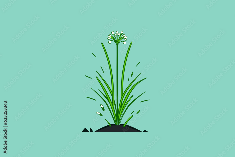 Doodle inspired Chive, cartoon sticker, sketch, vector, Illustration ...