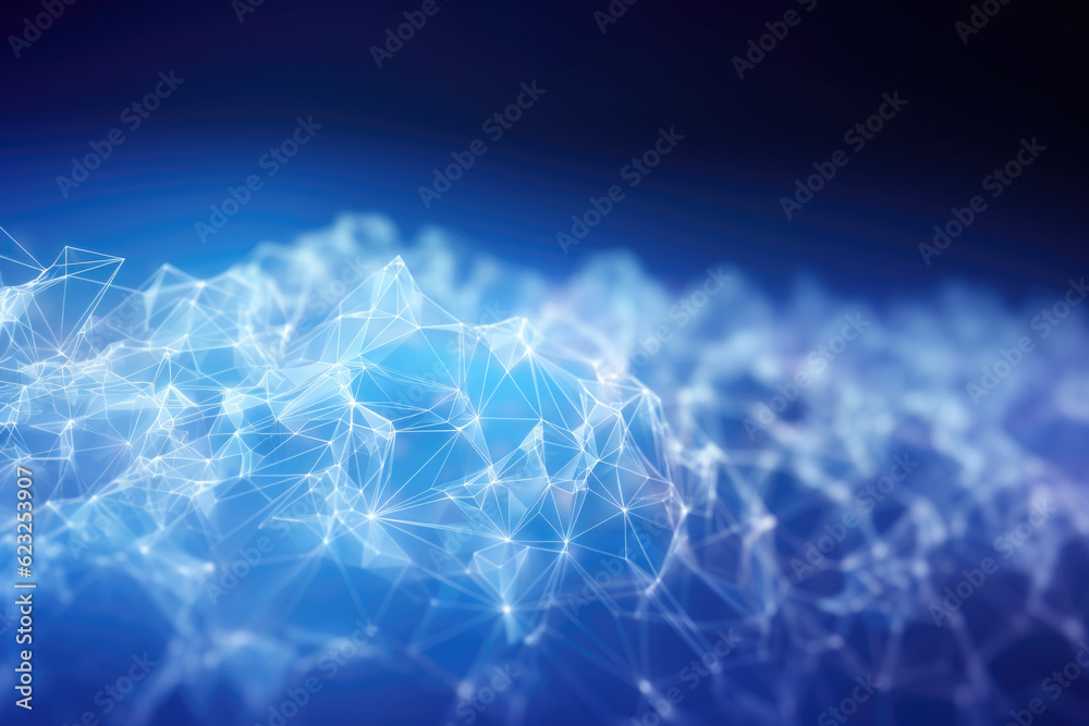 abstract network background with blue gradient white glow ...