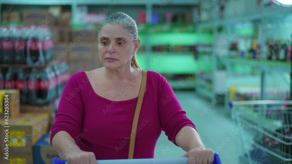 Consumerism Lifestyle of Woman Shopper in Supermarket Aisle, Female ...