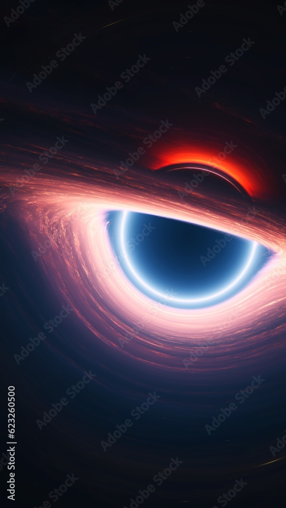 Interstellar black hole in outer cosmos. Giant singularity with glowing ...