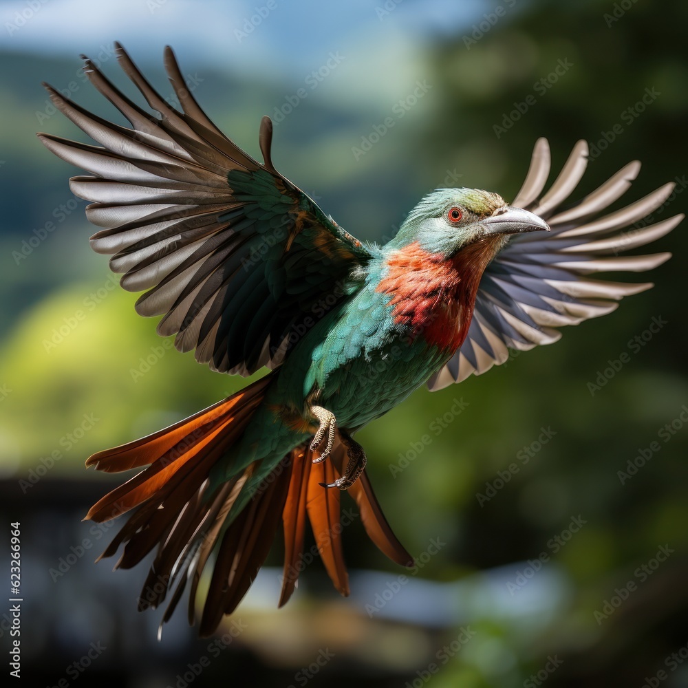 Flying Resplendent Quetzal, Pharomachrus mocinno, Savegre in Costa Rica ...