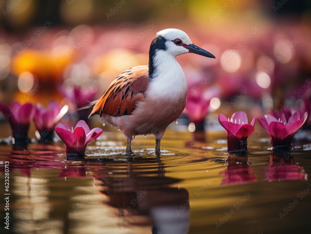 African jacana, Actophilornis africana, colorful african wader with ...