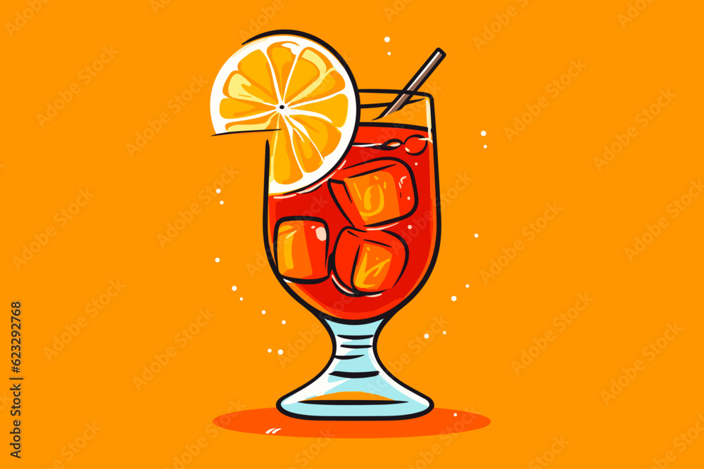Vetor de Doodle inspired Aperol Spritz, cartoon sticker, sketch, vector ...