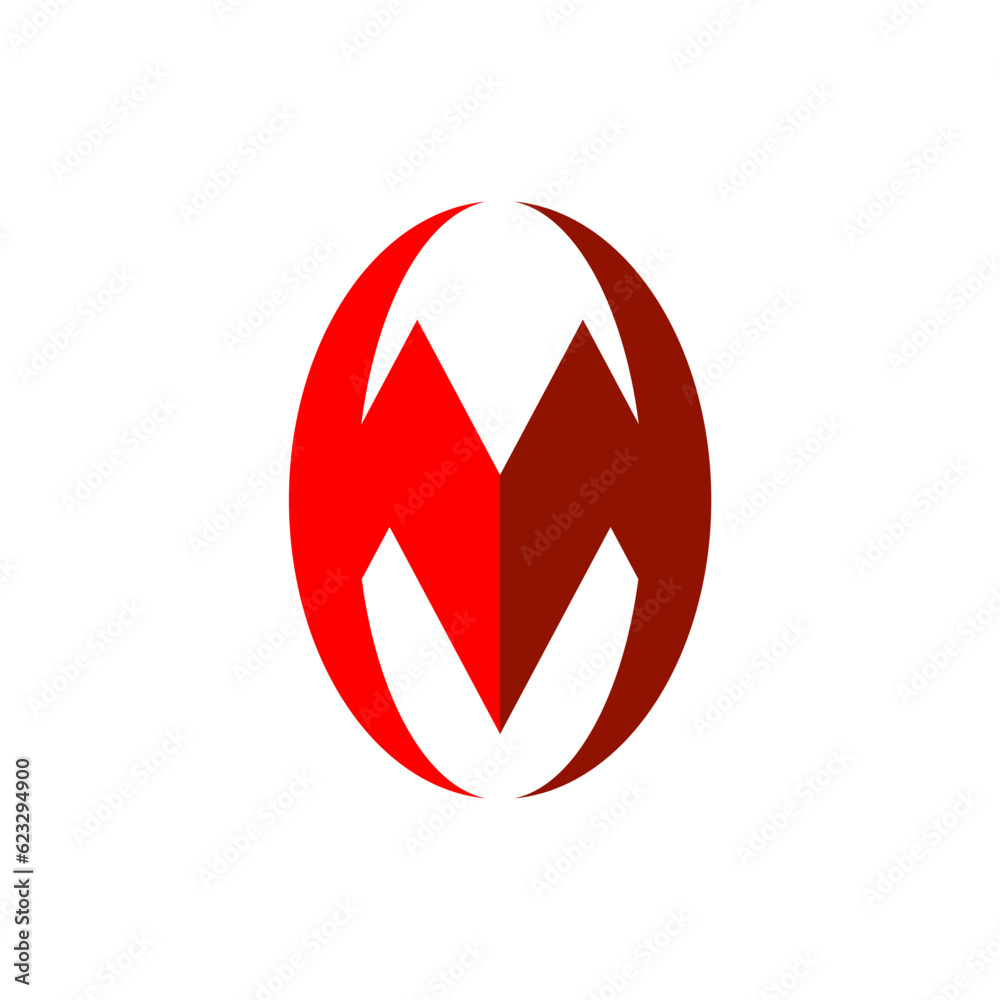 Initial letter M logo template with super hero line art illustration in ...