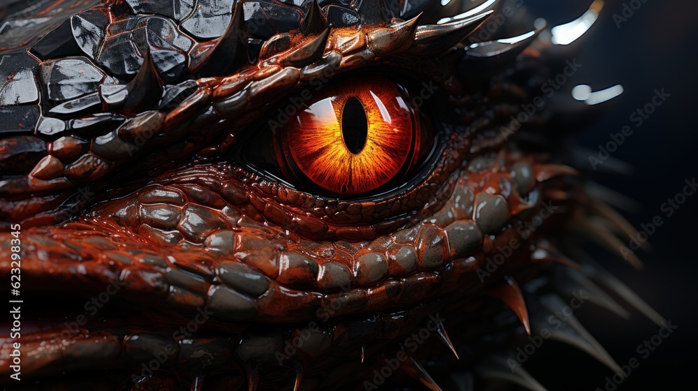 A hyper - realistic close - up of a dragon's eye, exemplifying the ...