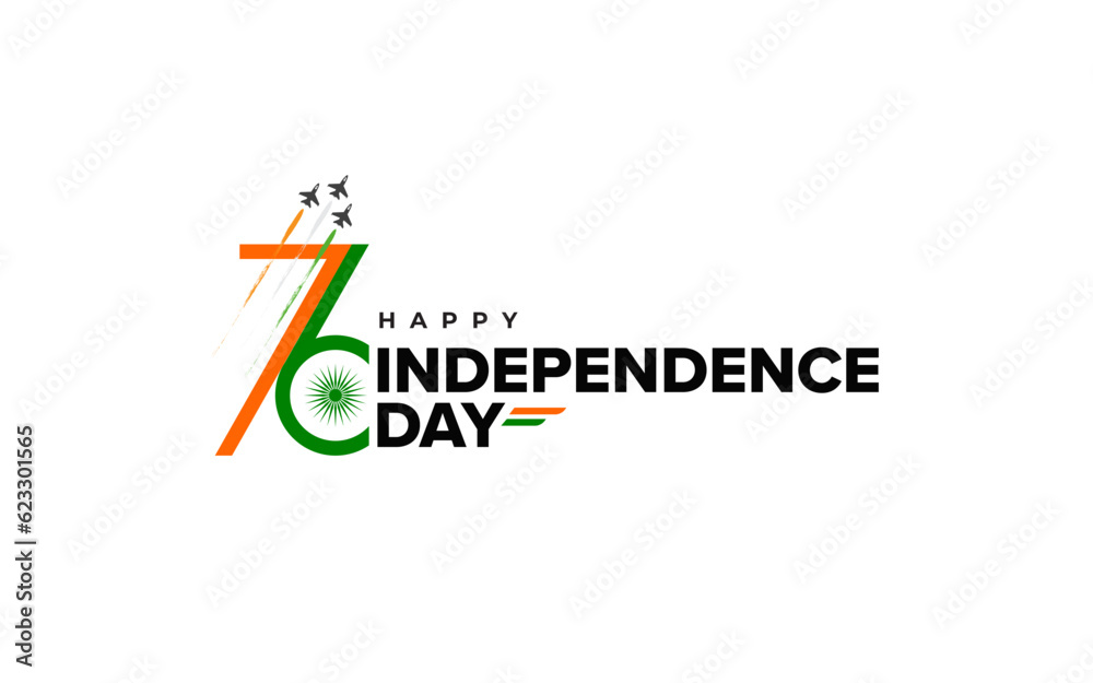 76 Years Happy Indian Independence Day Celebration Typographic Design ...