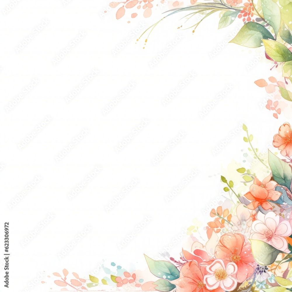 Watercolor Floral Border Clipart, Watercolor Flower, Generated by AI ...