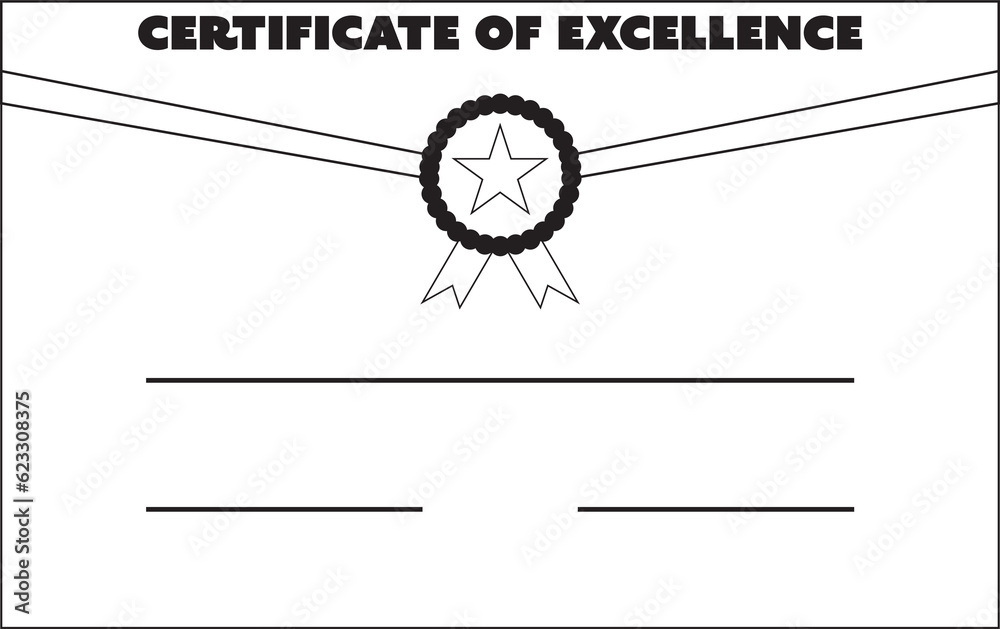 Digital png illustration of certificate of excellence text and star ...