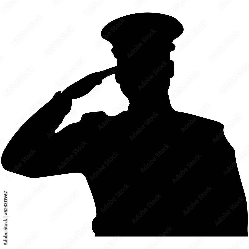 Digital png illustration of silhouette of saluting man on transparent ...
