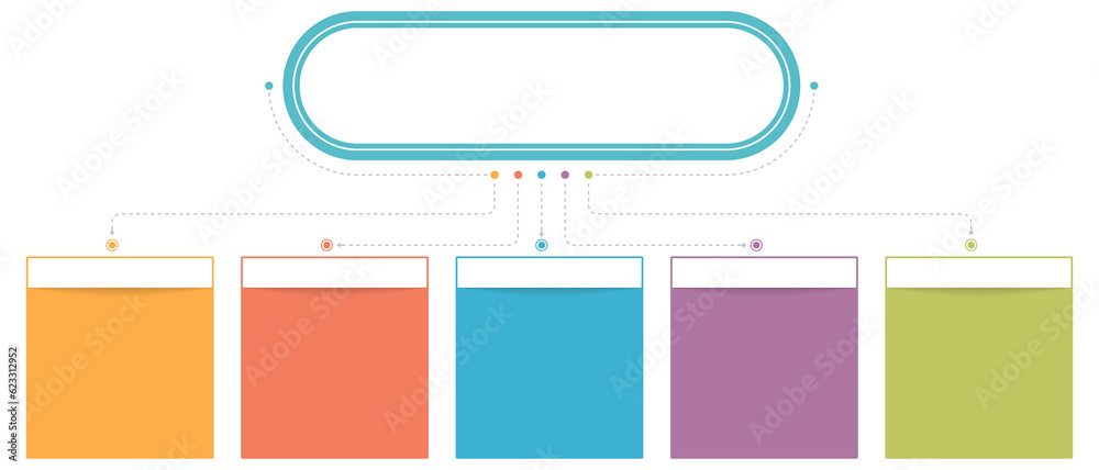 Flowchart with main title and 5 elements, workflow, process ...