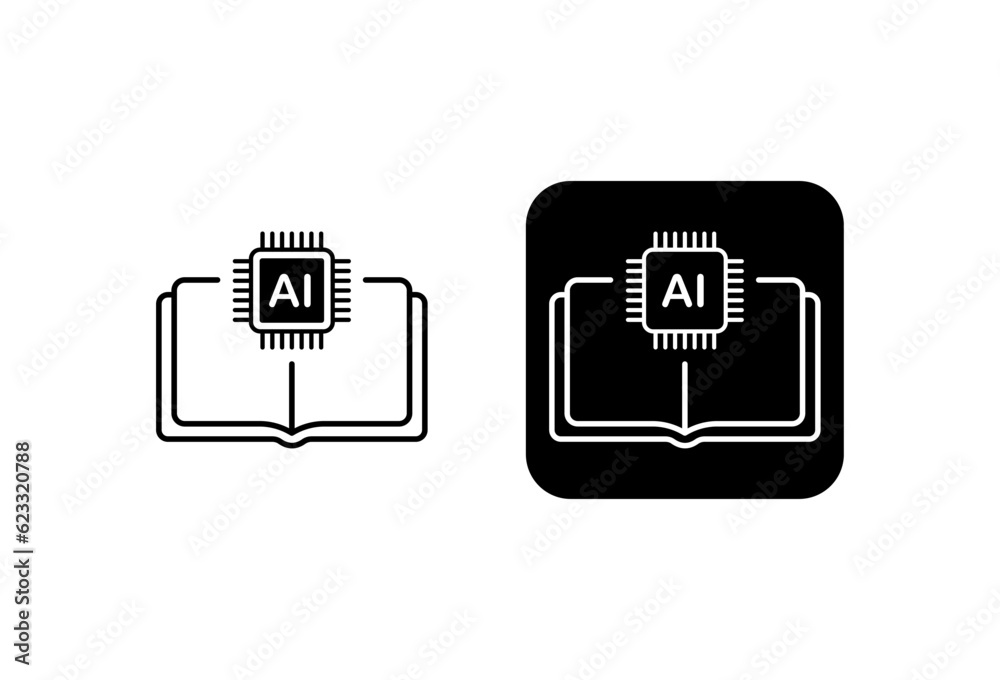 Vecteur Stock Training of artificial intelligence. Flat, black ...