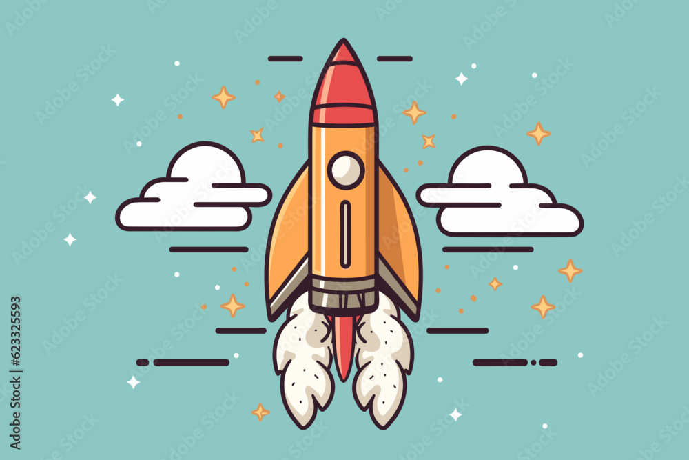 Vetor de Doodle inspired NASA, cartoon sticker, sketch, vector ...