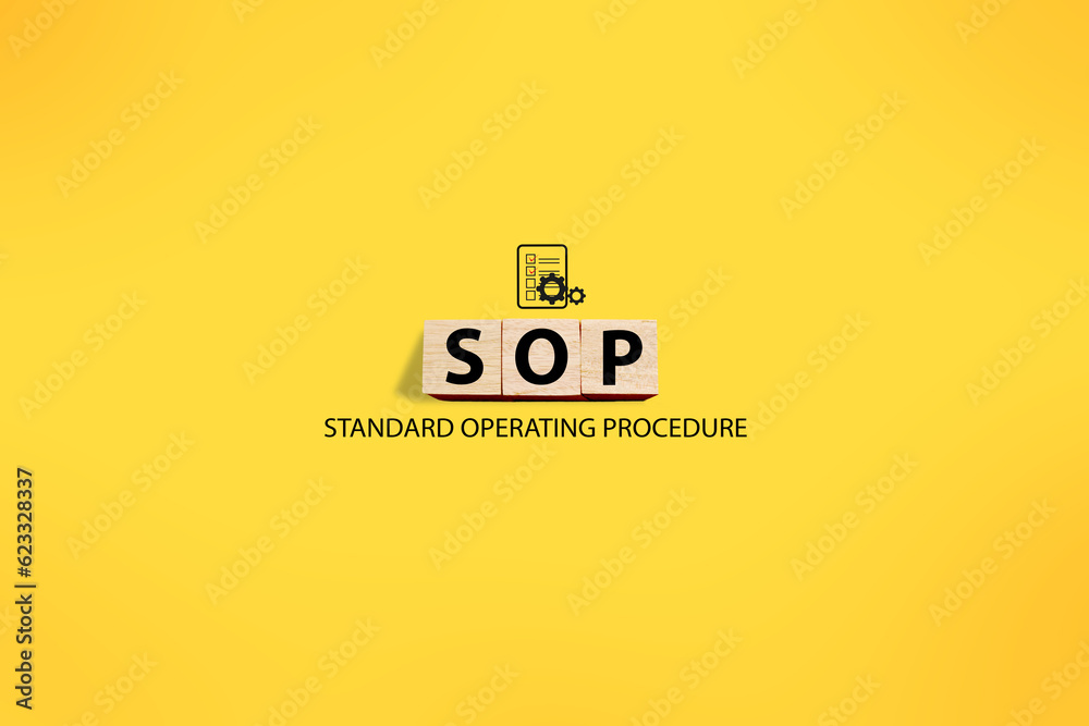 SOP Standard operating procedure, text words typography written on ...