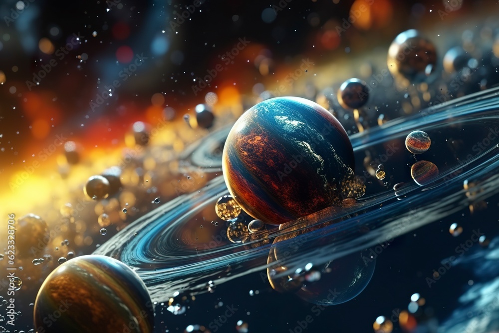 Our 3d Solar system with planets in orbits path. AI Generative Stock ...