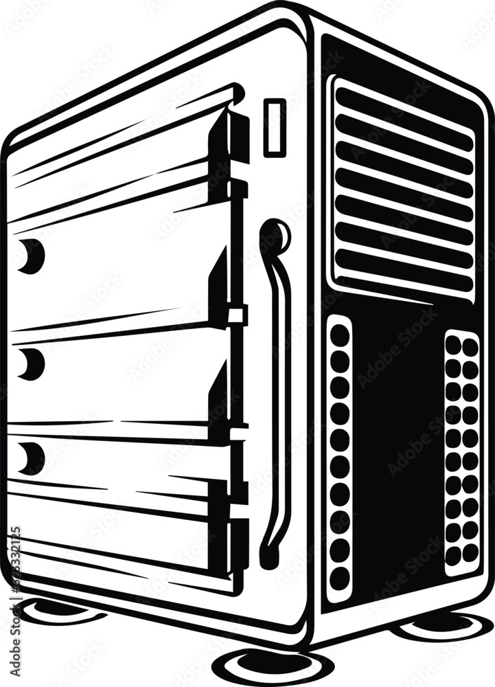 Computer Servers Logo Monochrome Design Style Stock Vector | Adobe Stock