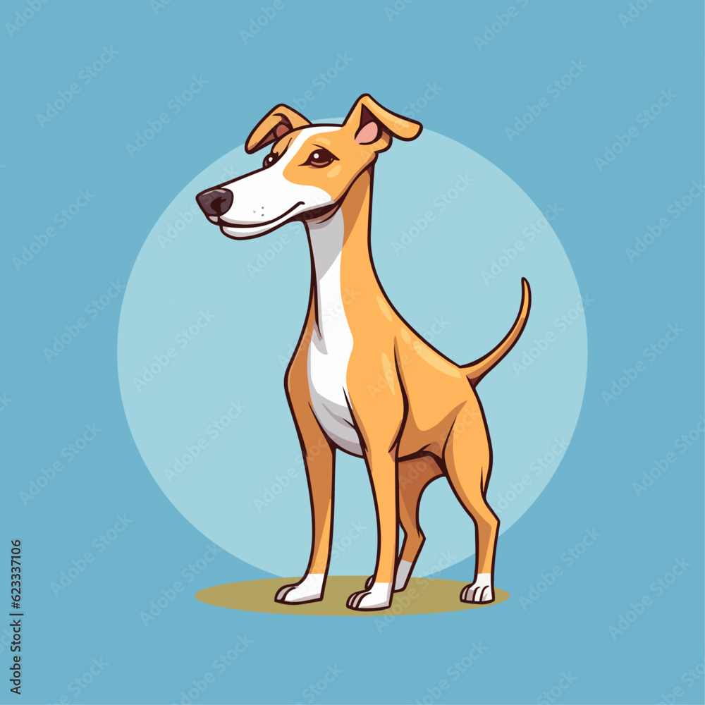 Cute Cartoon Greyhound Dog - Swift and Graceful Racing Hound. Vector ...