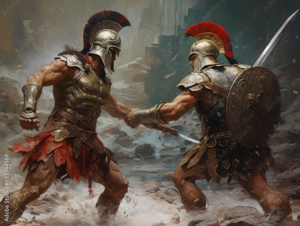 Foto de Fight of two Roman soldiers. Digital art. Generative AI. do ...