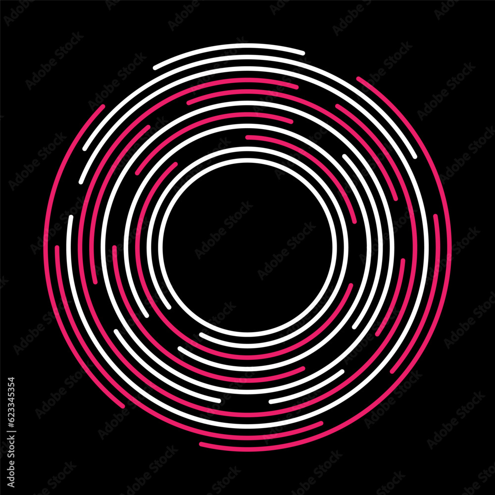 Concentric segments of circles. Lines following a circle path. Design ...