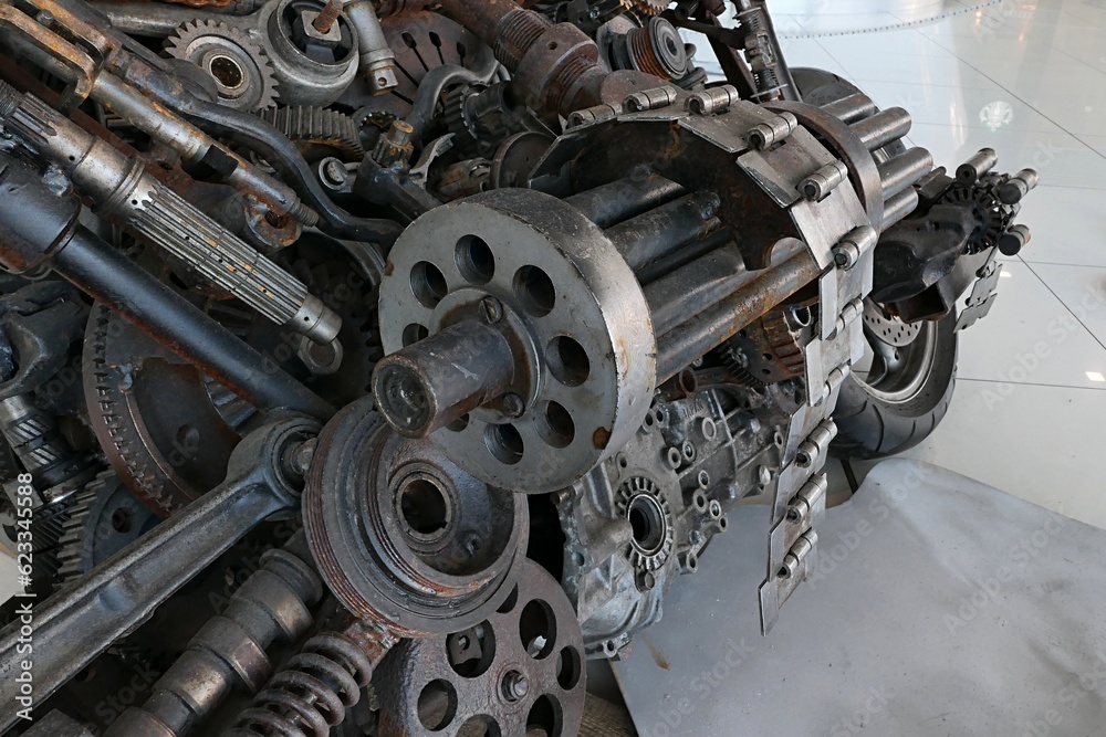 Detail of rotary machine gun on replica of Mototerminator bike from ...