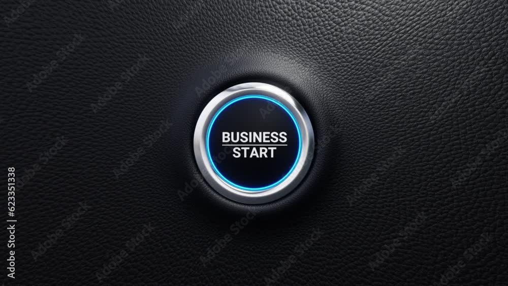 3D business start button. Start a new business concept. Business start ...