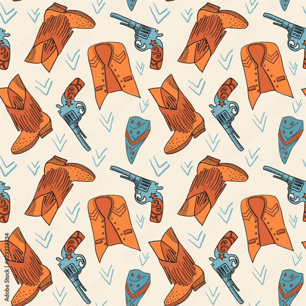 Cowgirl western theme, wild west concept seamless pattern. Home decor ...