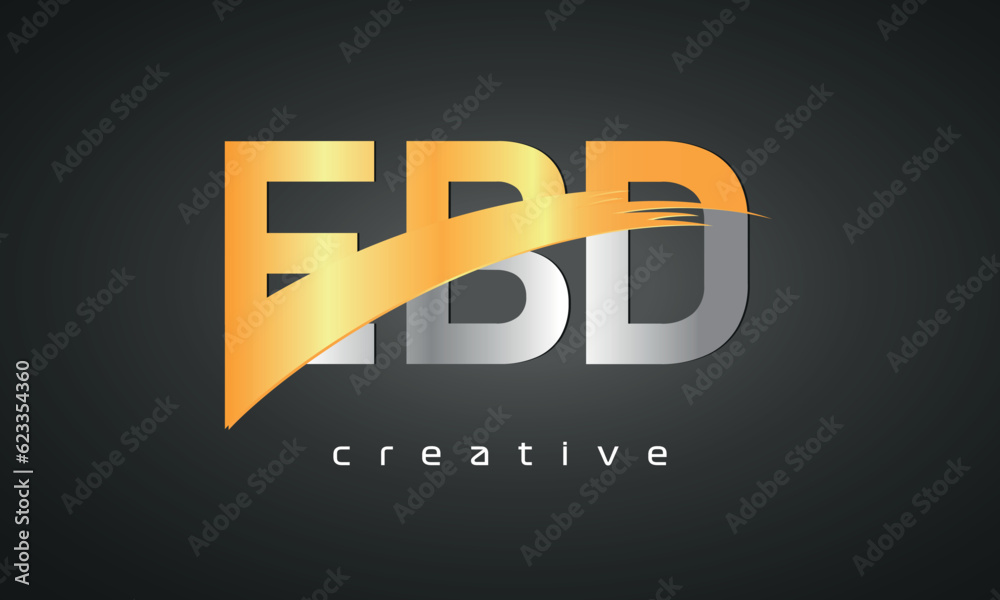 EBD Letters Logo Design with Creative Intersected and Cutted golden ...