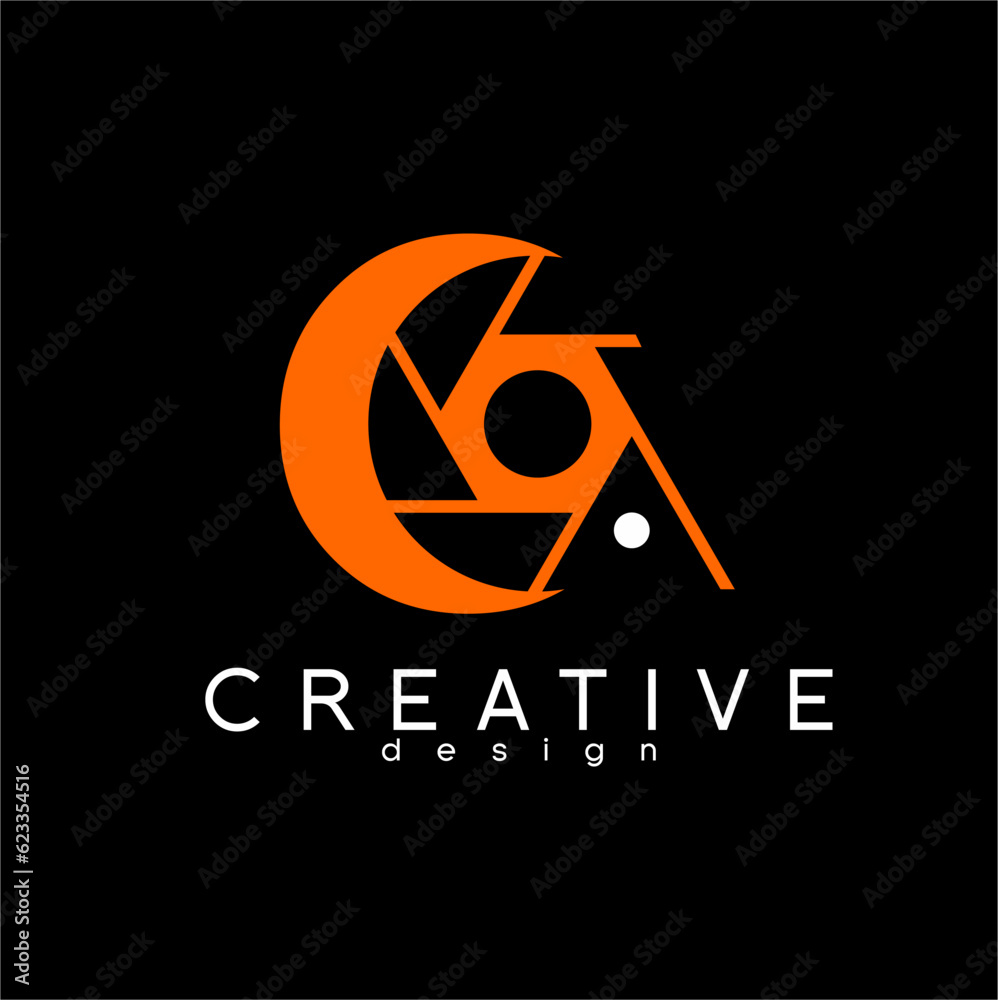 Logo design illustration of crescent moon, letter A and abstract ...