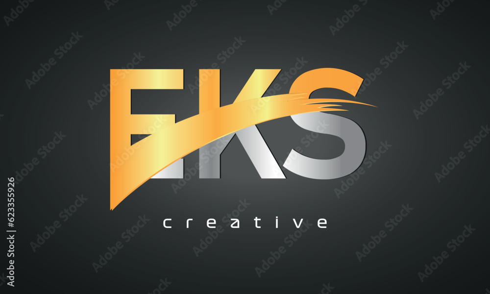 EKS Letters Logo Design with Creative Intersected and Cutted golden ...