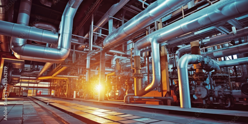 Piping inside of a modern industrial power plant Stock Illustration ...