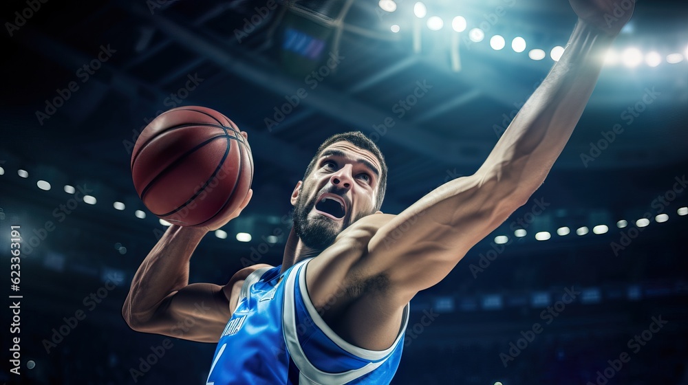 Gravity-Defying Dunk by National Team Basketball Player. Generative AI ...