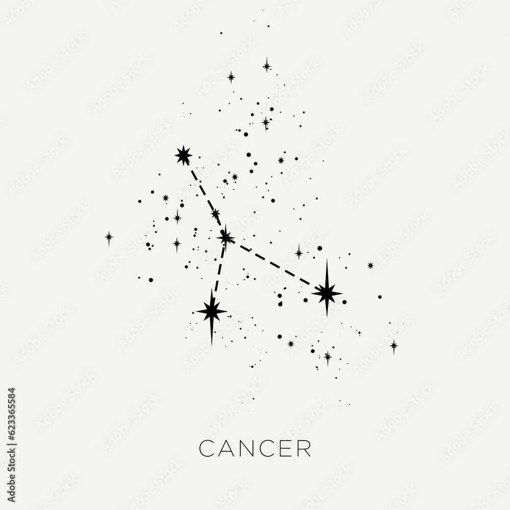 Star constellation zodiac cancer line black white vector Stock Vector ...