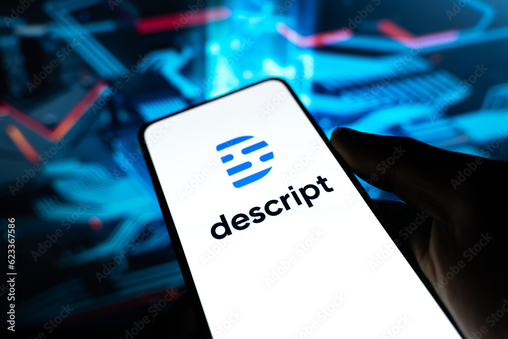 West Bangal, India - july 5, 2023 : Descript logo on phone screen stock ...