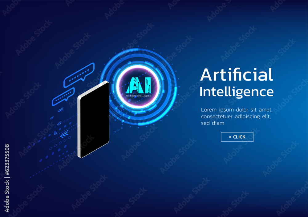 AI logo with smartphone. Chat with ai. Artificial intelligence ...