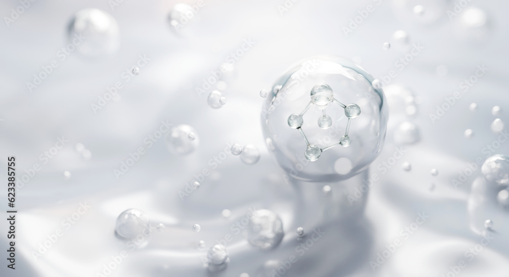 3D Collagen Skin Serum and Vitamin illustration isolated on soft color ...