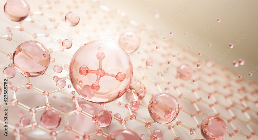 3D Collagen Skin Serum and Vitamin illustration isolated on soft color ...