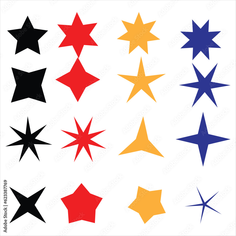 Yellow, gold, orange sparkles symbols vector. The set of original vector stars sparkle icon ...