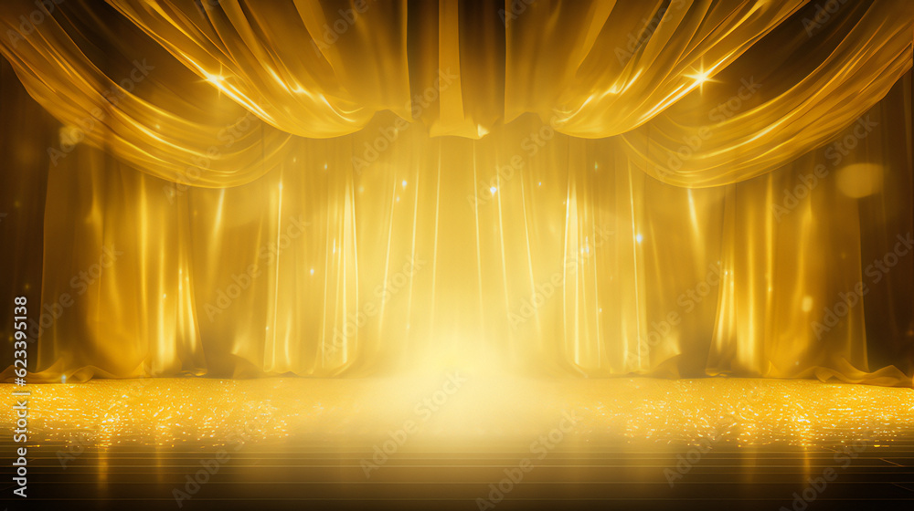 Gold Stage background. Generative AI. Stock Illustration | Adobe Stock