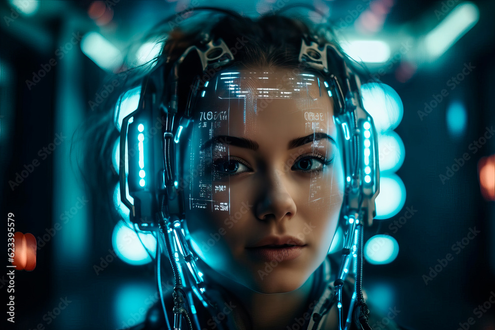 Cyborg bionic girl, machine learning, neural netowk and artificial ...