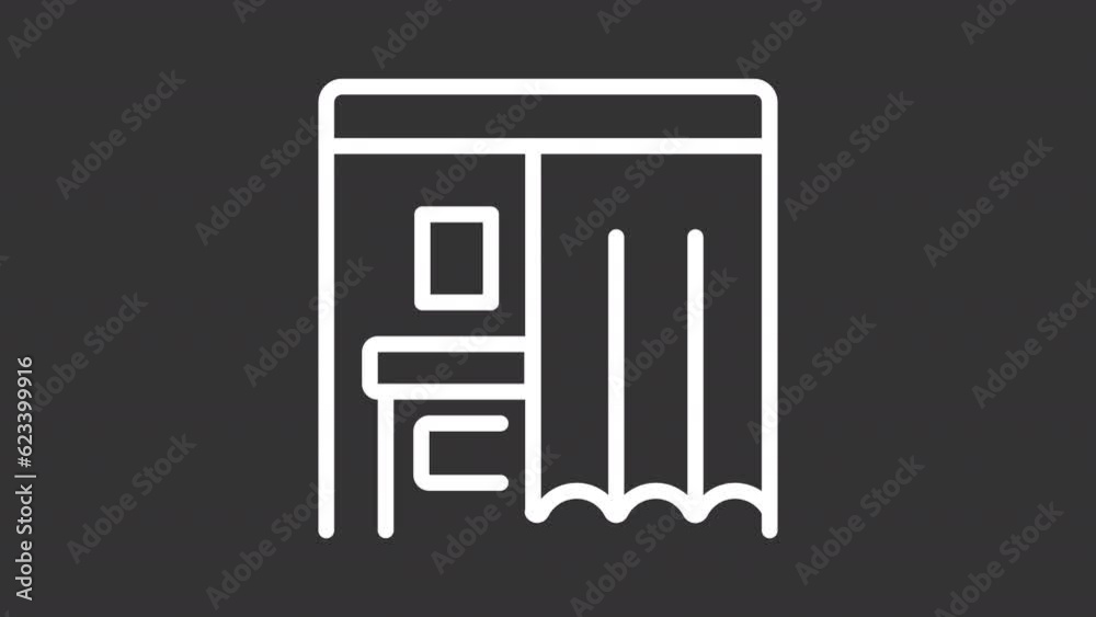 White icon animation of voting booth with curtain and checkmark, HD ...