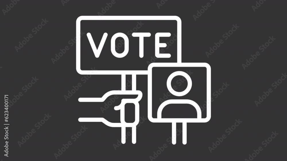 Vidéo Stock White icon animation of hand holding vote sign in campaign ...