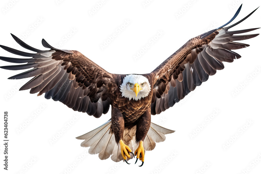 bald eagle flying isolated white background Created with GenAI Software ...