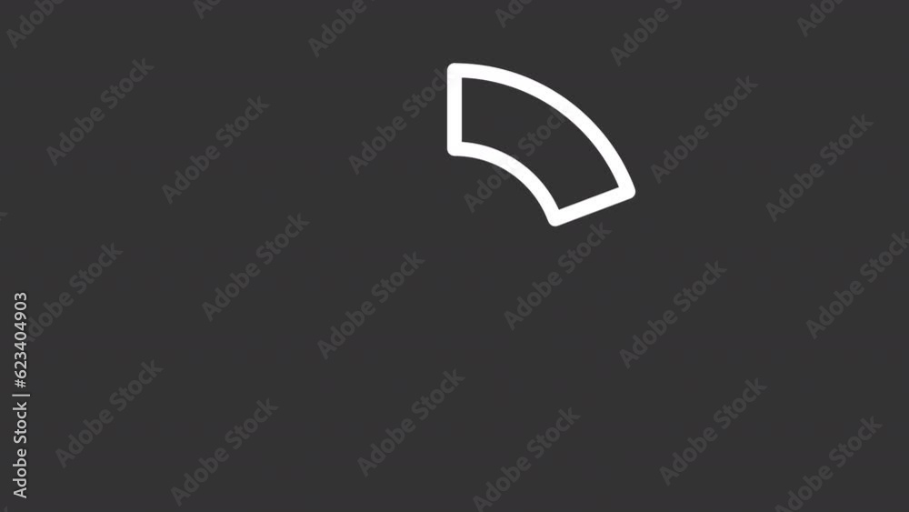 Animated ring chart white line icon. Circle closing animation ...