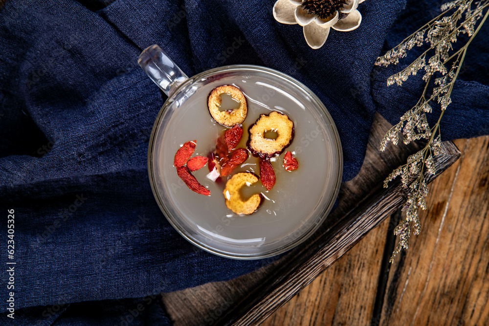 Nutritious breakfast made of dried lotus root powder and whole grains ...