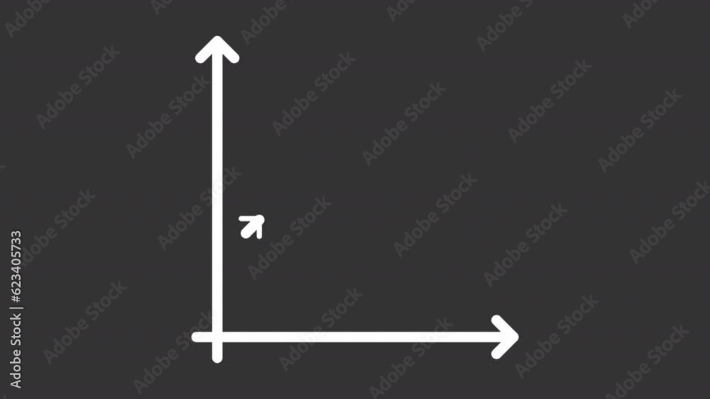 Animated growth diagram white icon. Upward movement line animation ...
