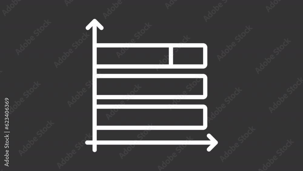 Animated stacked chart white icon. Horizontal columns line animation ... Animated stacked chart white icon. Horizontal columns line animation ...