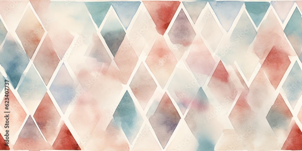 watercolor, Design a hand-painted, overlapping diamonds pattern using ...