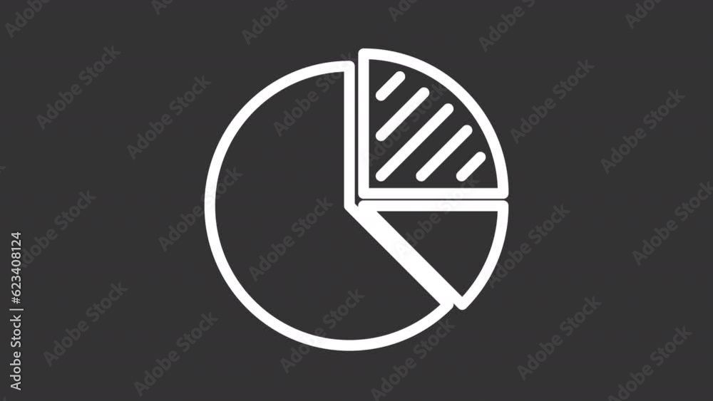 Animated circular charts white icons. Data analytics line animation ...