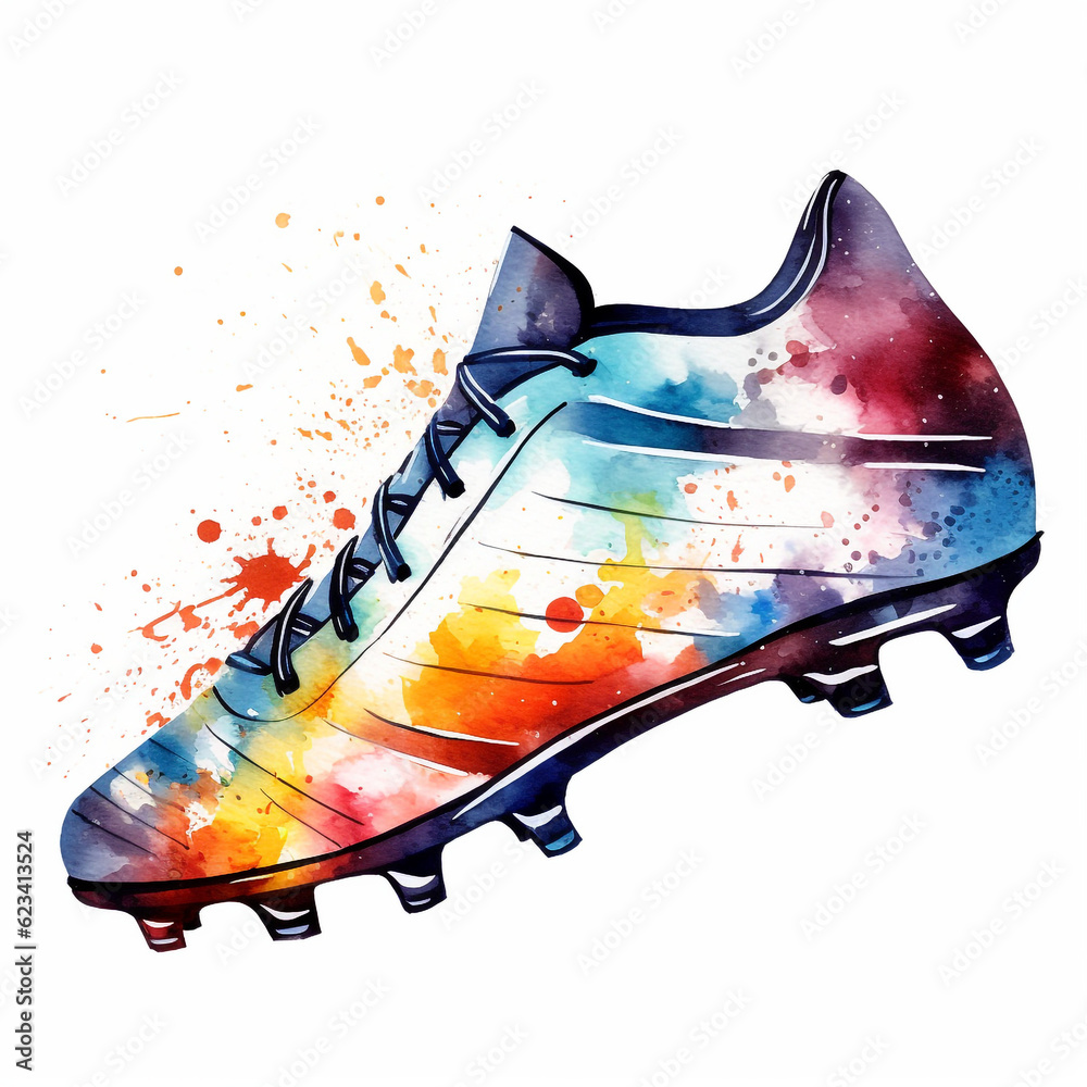 Watercolor Boots n' Balls Clip Art Football and Soccer Clipart Childs ...