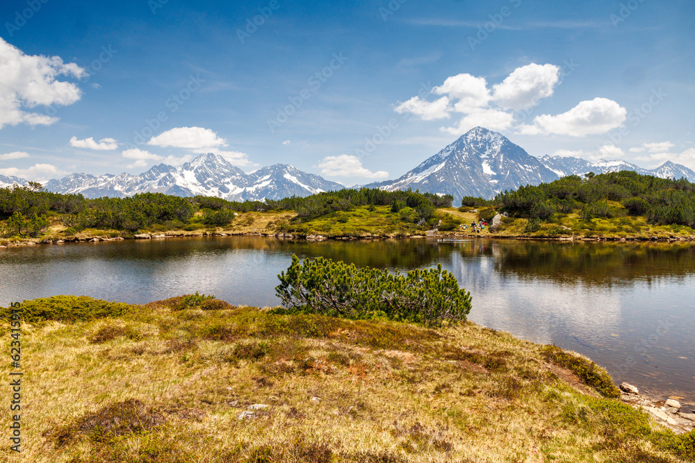Sunnig Grat Seeli in Urner Alpen in summer with Oberalpstock and ...