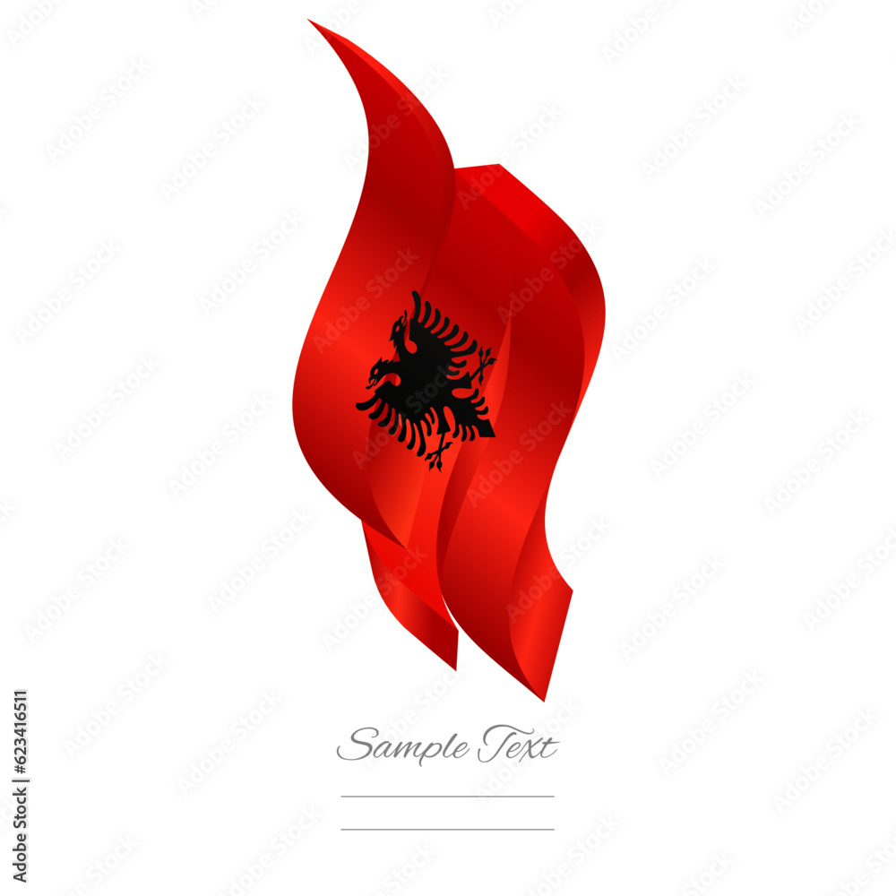 Albania abstract flag logo icon. Albanian 3d flag ribbon banner ...